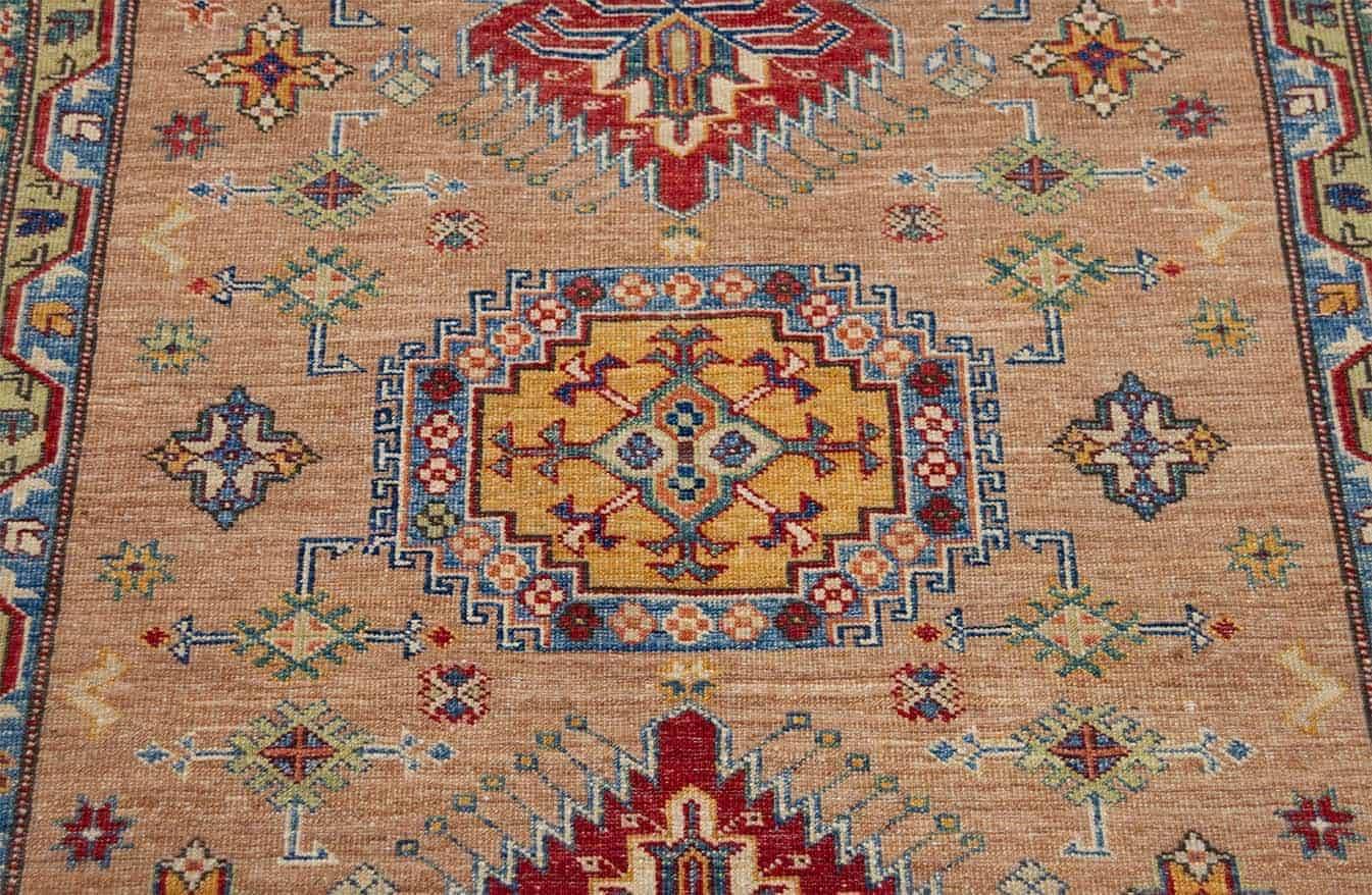 Handmade Area Rug, Small Geometric Kazak Wool Area Rug - Beautiful Rugs
